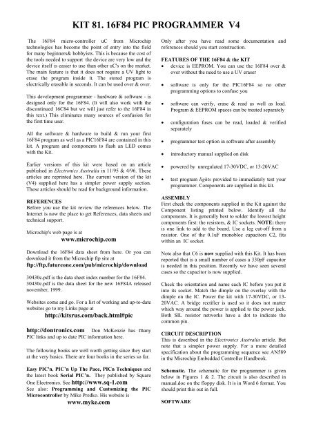 KIT 81. 16F84 PIC PROGRAMMER V4