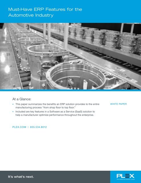 Must-Have ERP Features for the Automotive Industry - Plex Systems