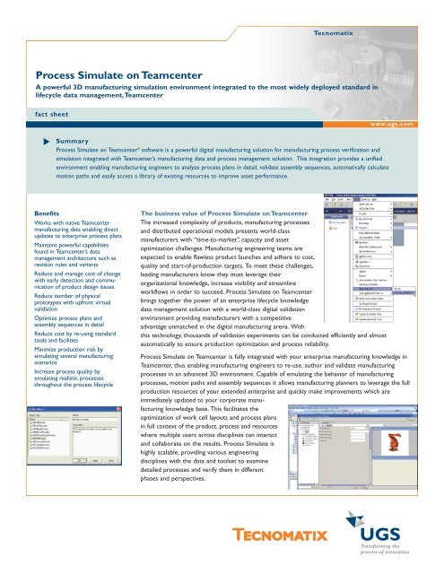 Tecnomatix Process Simulation on Teamcenter - Siemens PLM ...