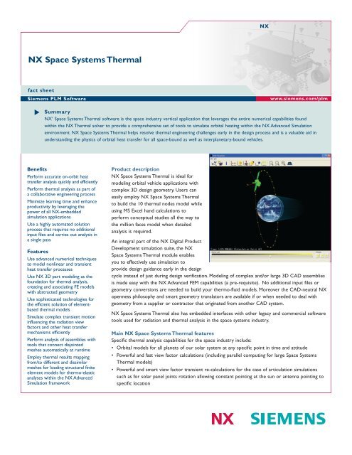 NX Space Systems Thermal fact sheet - Siemens PLM Software