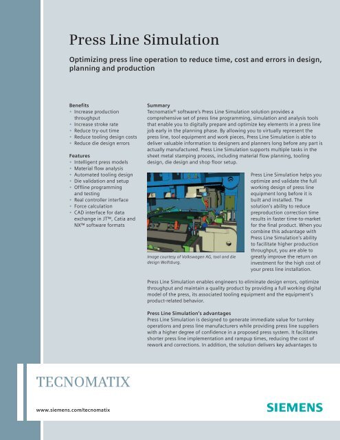 Press Line Simulation - Siemens PLM Software