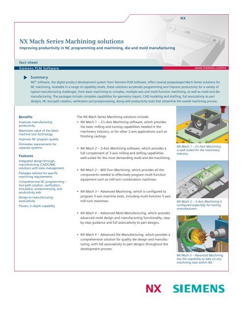 NX Mach Series Machining Solutions - Siemens PLM Software
