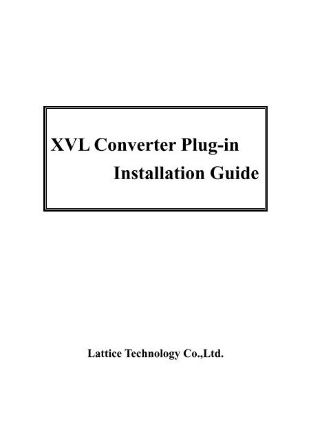 XVL Converter Plug-in Installation Guide