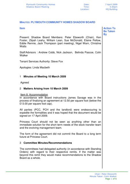 Shadow Board Members: Peter Ebsworth - Plymouth Community ...