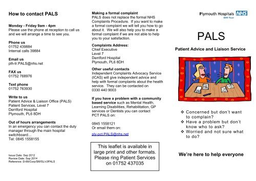 To download an information leaflets about PALS click here
