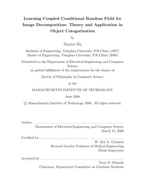 Learning Coupled Conditional Random Field for Image - MIT