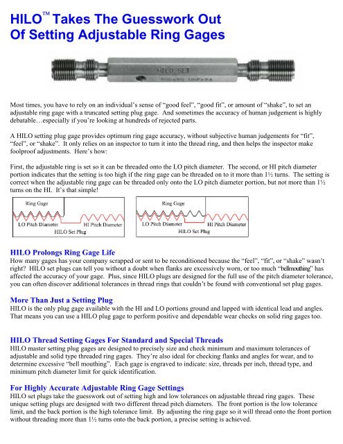 HILO Takes The Guesswork Out Of Setting Adjustable Ring Gages