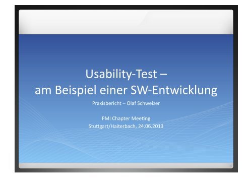 Usability-‐Test – am Beispiel einer SW-‐Entwicklung