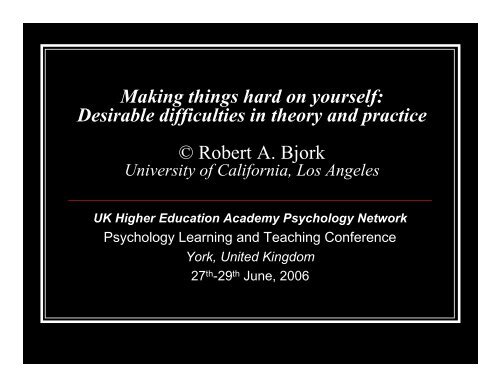 Presentation - The Higher Education Academy