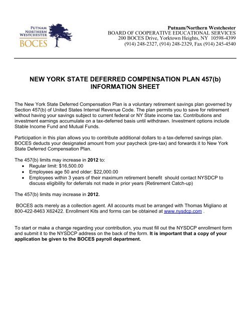 NEW YORK STATE DEFERRED COMPENSATION PLAN ... - Boces