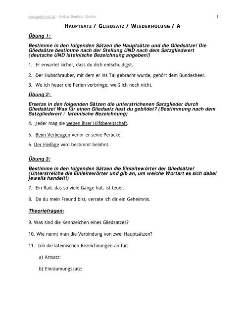 HAUPTSATZ / GLIEDSATZ / WIEDERHOLUNG / A