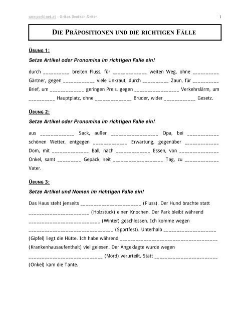 DIE PRÄPOSITIONEN UND DIE RICHTIGEN FÄLLE