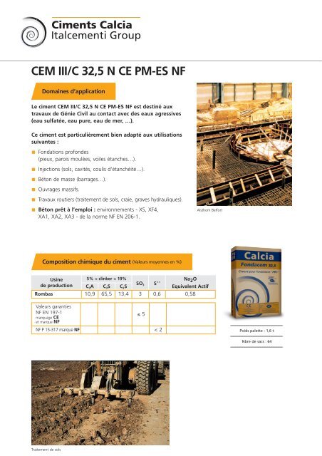 CEM III/C 32,5 N CE PM-ES NF - Ciments Calcia