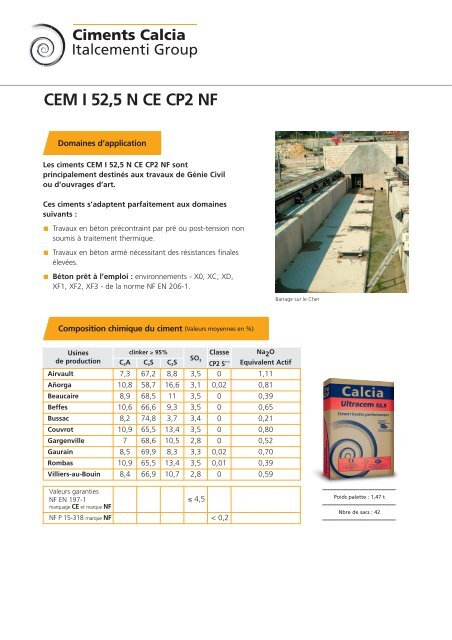 CEM I 52,5 N CE CP2 NF - Ciments Calcia