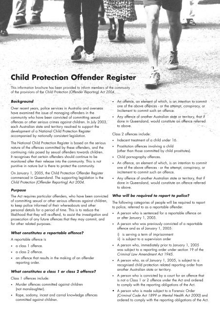 Child Protection Information Brochure (A4) - Queensland Police ...