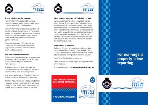 Policelink Brochure - Queensland Police Service