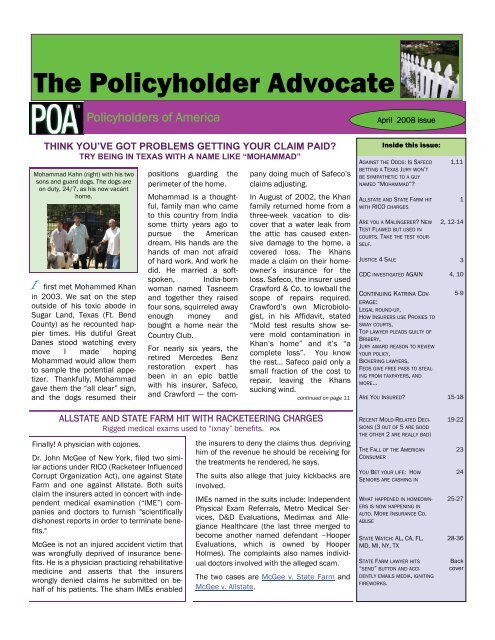 The Policyholder Advocate - Policyholders of America (POA)