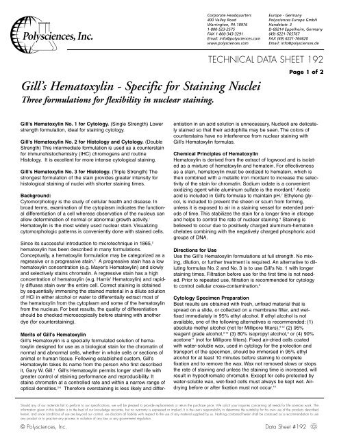 Gill's Hematoxylin - Specific for Staining Nuclei