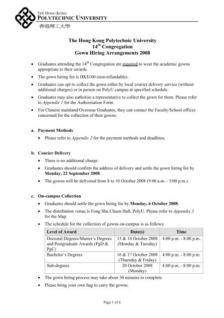 The Hong Kong Polytechnic University 14 Congregation Gown ...