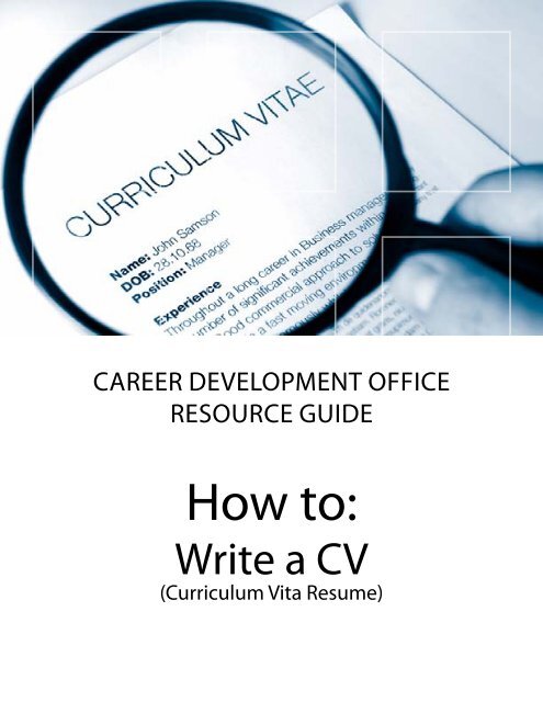 "How to write a CV" [pdf] - Pomona College