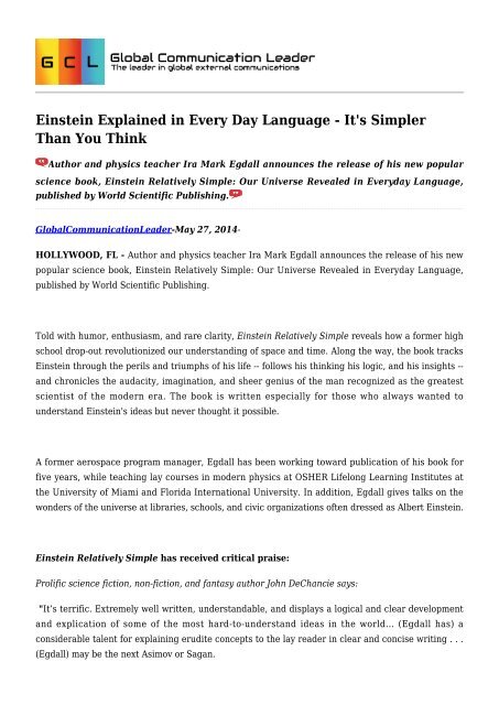 Einstein Explained in Every Day Language - It's Simpler Than You Think
