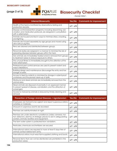 BIOSECURITY CHECKLIST (pa