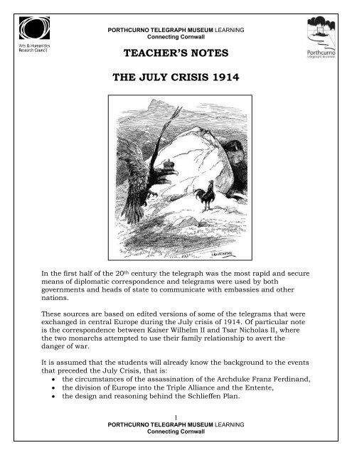 teacher's notes the july crisis 1914 - Porthcurno Telegraph Museum