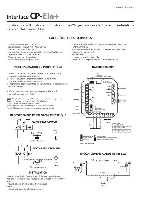 Interface CP-Ela+ - Quincaillerie LBA Thivel