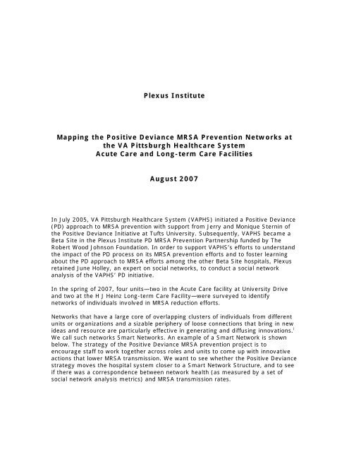 Mapping the Positive Deviance MRSA Prevention Networks at the ...
