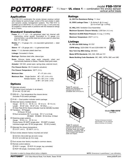 model FSD-151V - Pottorff