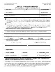 Medical Statement to Request Special Meals and or Accommodations