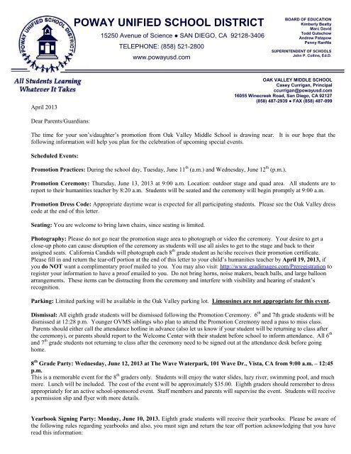 POWAY UNIFIED SCHOOL DISTRICT