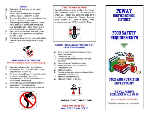 Food Safety Brochure - Poway Unified School District