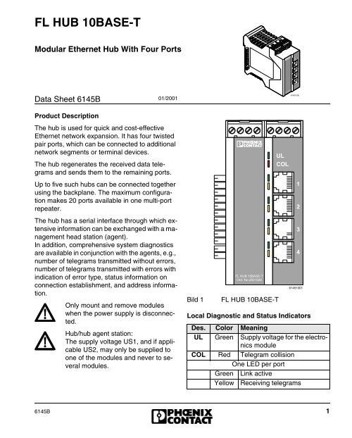 Data Sheet FL HUB 10BASE-T - Power/mation