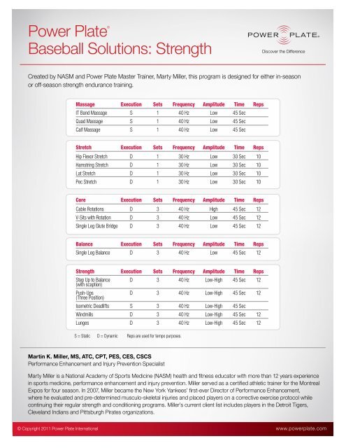 Baseball: Strength & Stability - Power Plate
