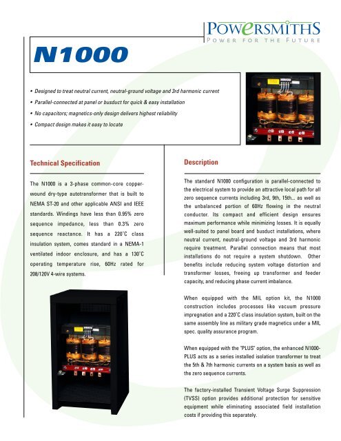 Technical Specification Description - Powersmiths