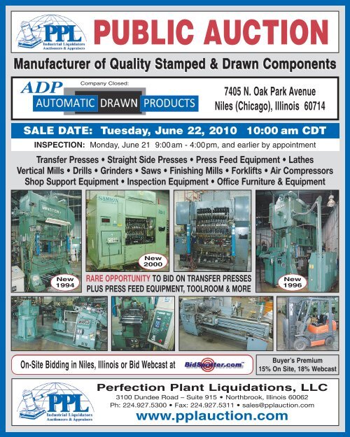 PUBLIC AUCTION Perfection Plant Liquidations, LLC - PPL Group