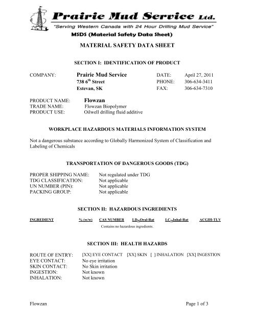 Flowzan 11.36 Kg - Prairie Mud Service