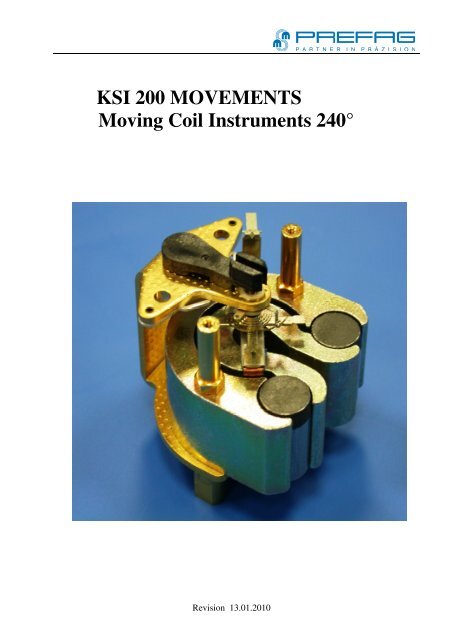 KSI 200 MOVEMENTS Moving Coil Instruments 240Â° - Prefag