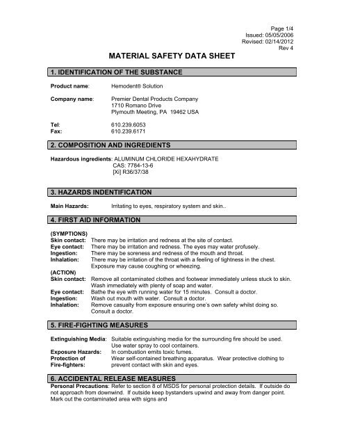 MSDS - Premier Dental