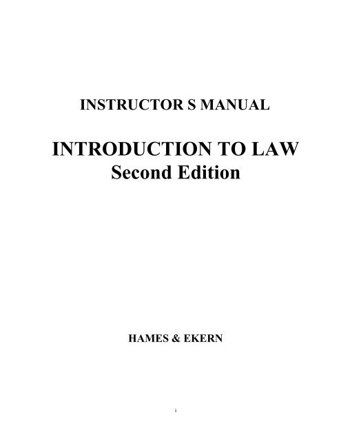 INTRODUCTION TO LAW Second Edition - Pearson