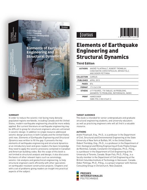 Elements of Earthquake Engineering and Structural Dynamics Elements of Earthquake Engineering and Structural Dynamics