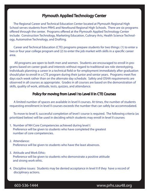 Applied Technology Center - Plymouth Regional High School