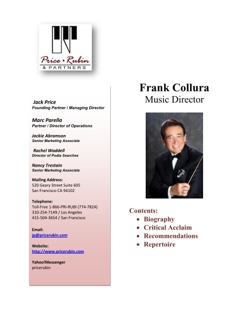 Frank Collura - BIOGRAPHY - Price Rubin & Partners