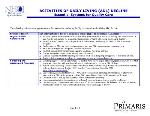 (ADL) DECLINE - Primaris