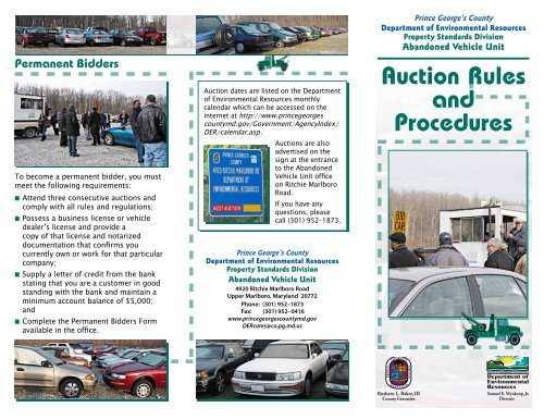 AVU Auction Rules and Regulations - Prince George's County