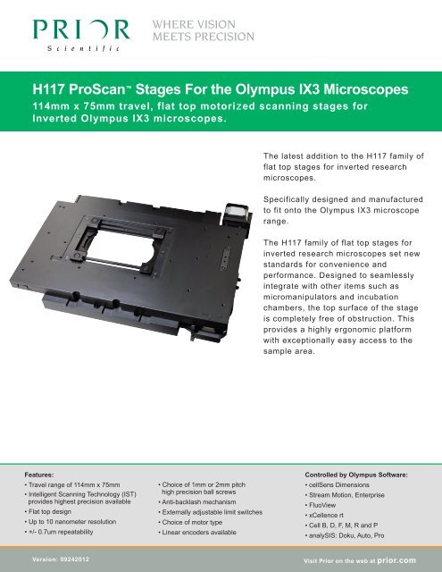 New Datasheet Guidelines - Prior Scientific, Inc.