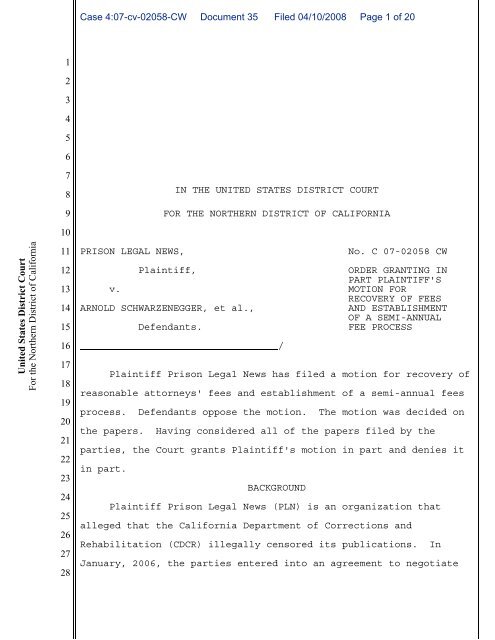 Blank Order w/ Automatic Caption - Prison Legal News