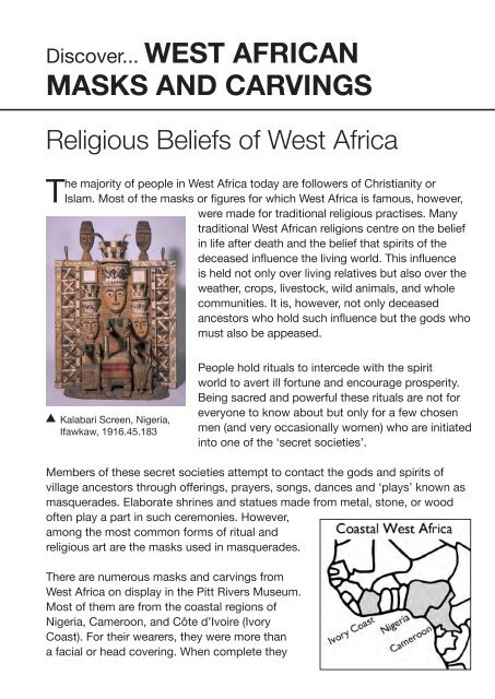 MASKS AND CARVINGS - Pitt Rivers Museum