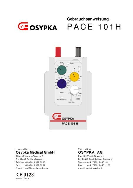 PACE 101H - Gebrauchsanweisung - Procamed AG